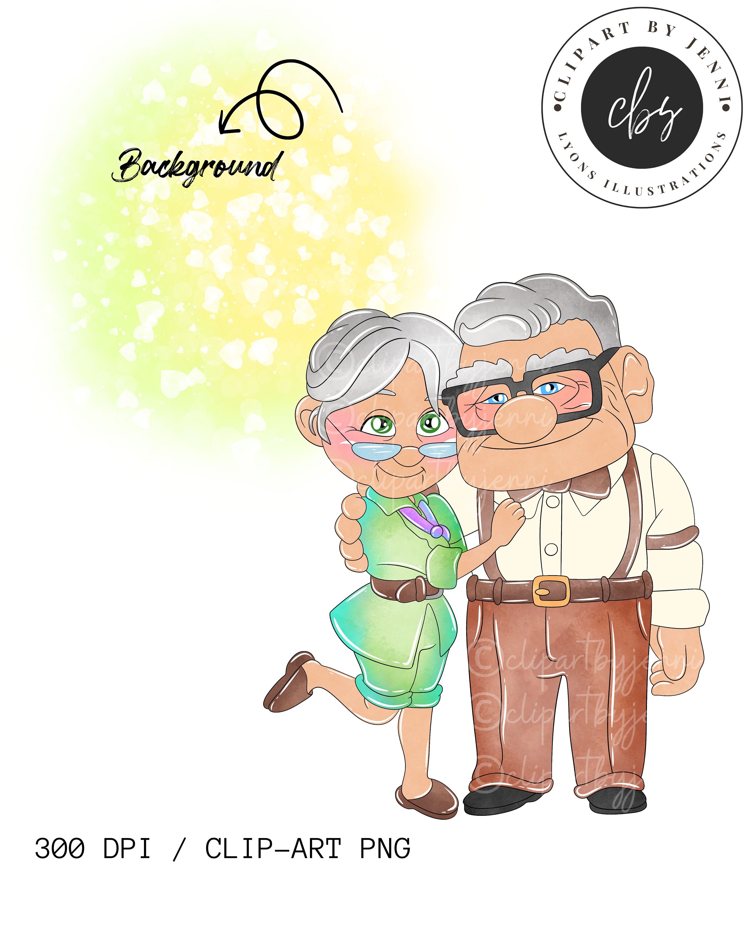Watercolour UP Carl & Ellie Clipart / up Carl Ellie 300 Dpi Sublimation ...