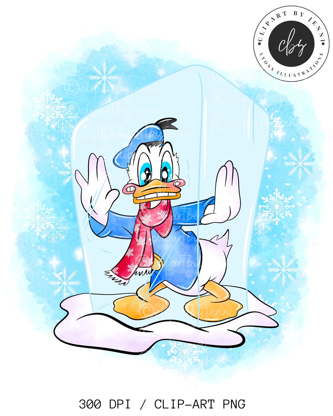 Watercolour Donald Christmas Clipart / Donald PNG Printable Digital ...