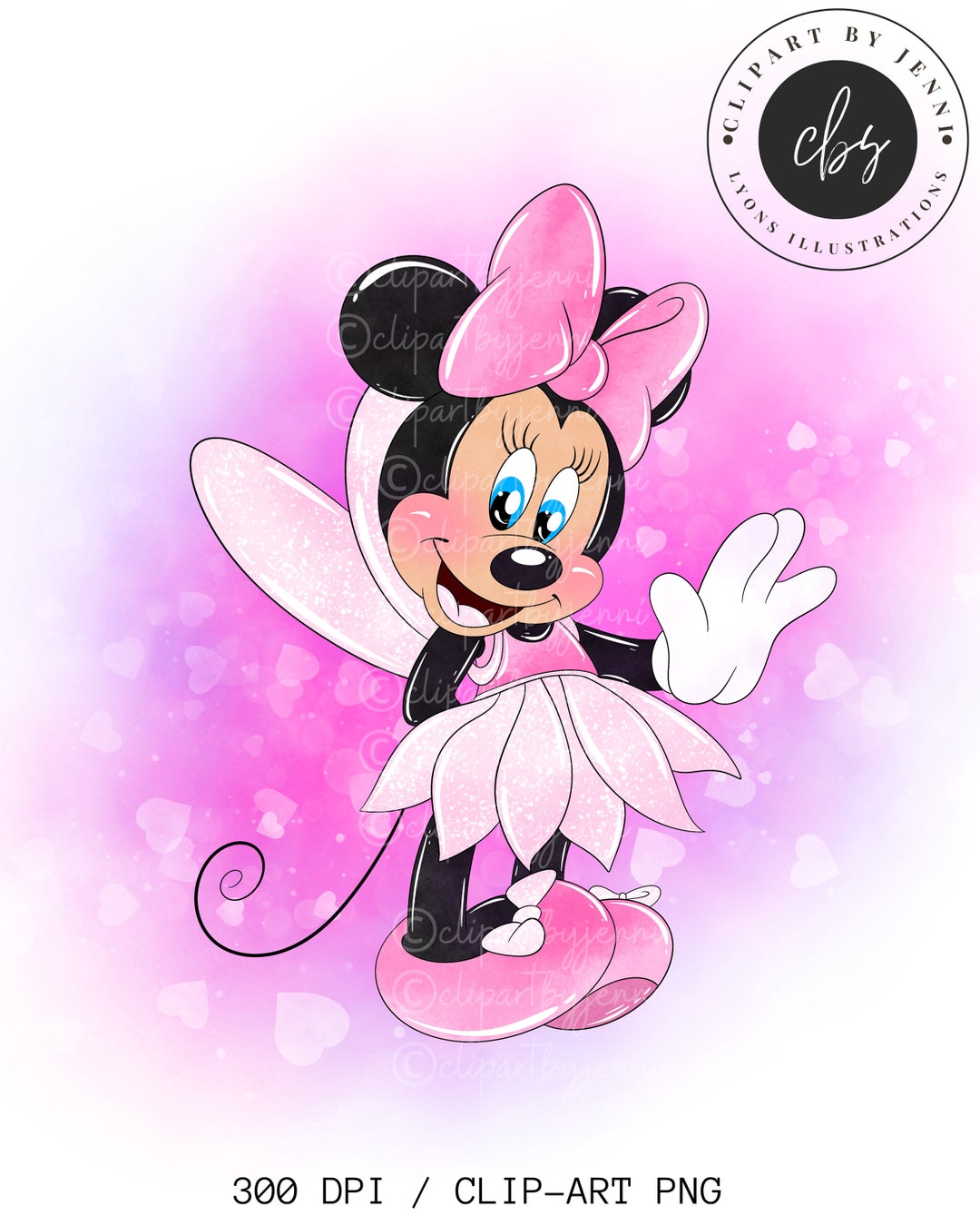 Watercolour Minnie Fairy Clipart / Fairy Minnie PNG Printable / Cute ...
