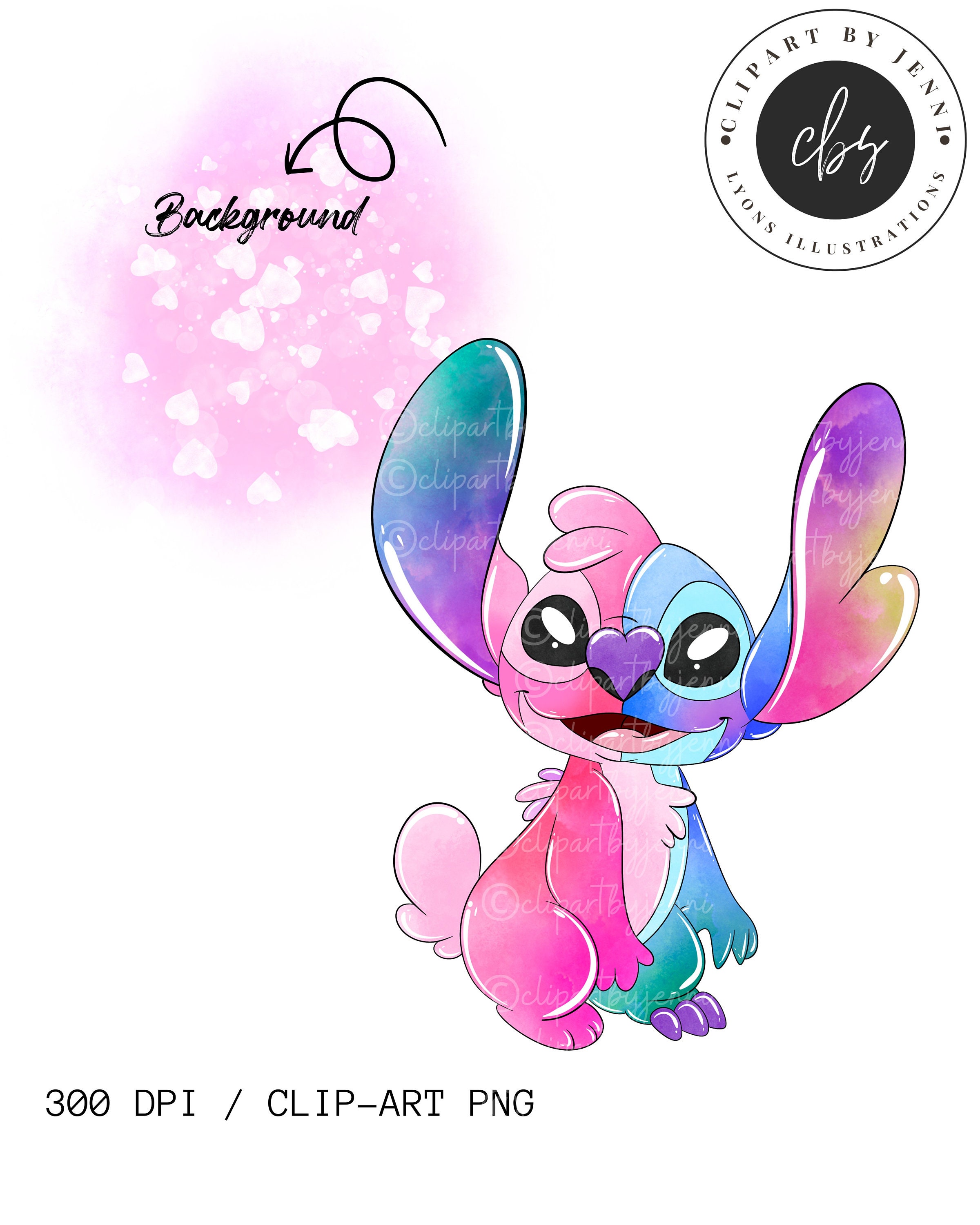 Watercolour Stitch Angel Clipart / Lilo & Stitch Clipart / Stitch ...