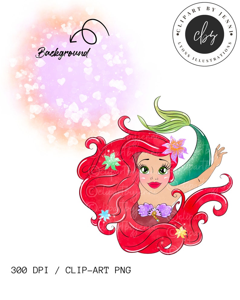 The Little Mermaid Clipart / Ariel Little Mermaid Digital Download PNG ...