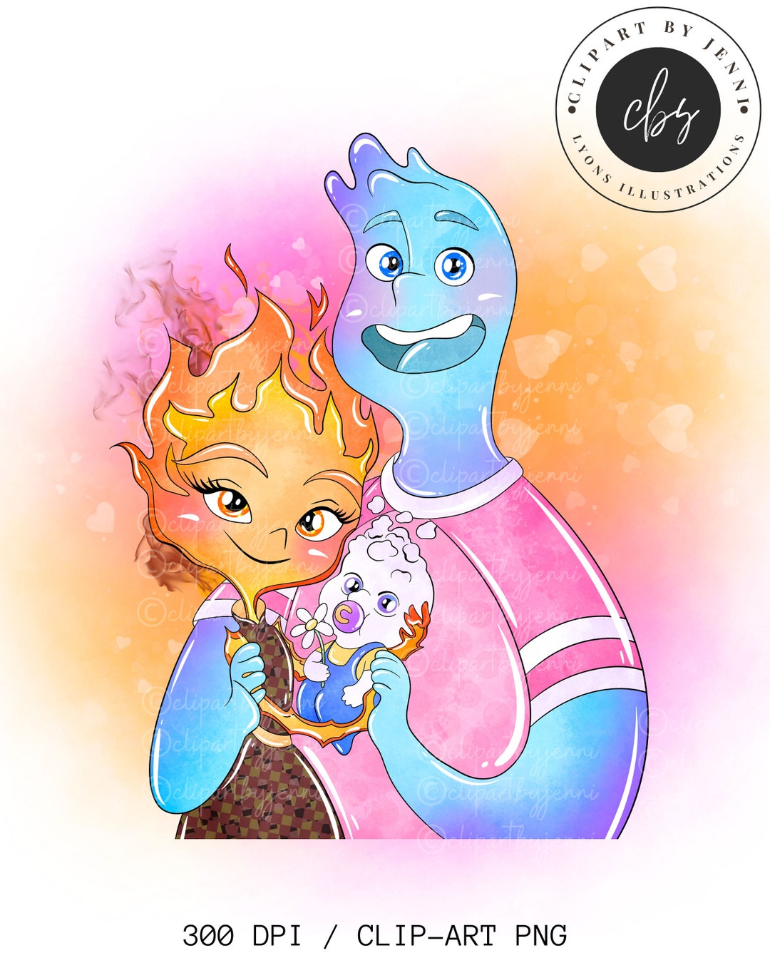 Watercolour Elemental Clipart / Watercolour Wade Ember Elemental PNG ...