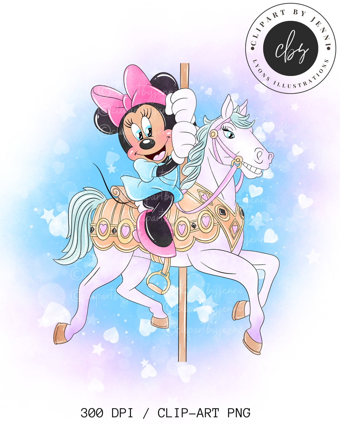 Watercolour Minnie Carousel Clipart / Minnie Park PNG Printable ...