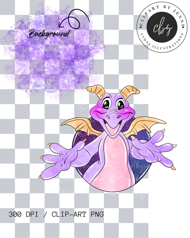 Watercolour Figment Clipart / Epcot Park Clipart / Figment PNG ...