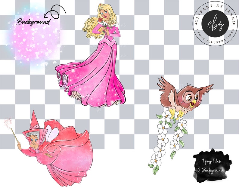 Watercolour Sleeping Beauty Clipart Bundle / Princess Aurora PNG ...