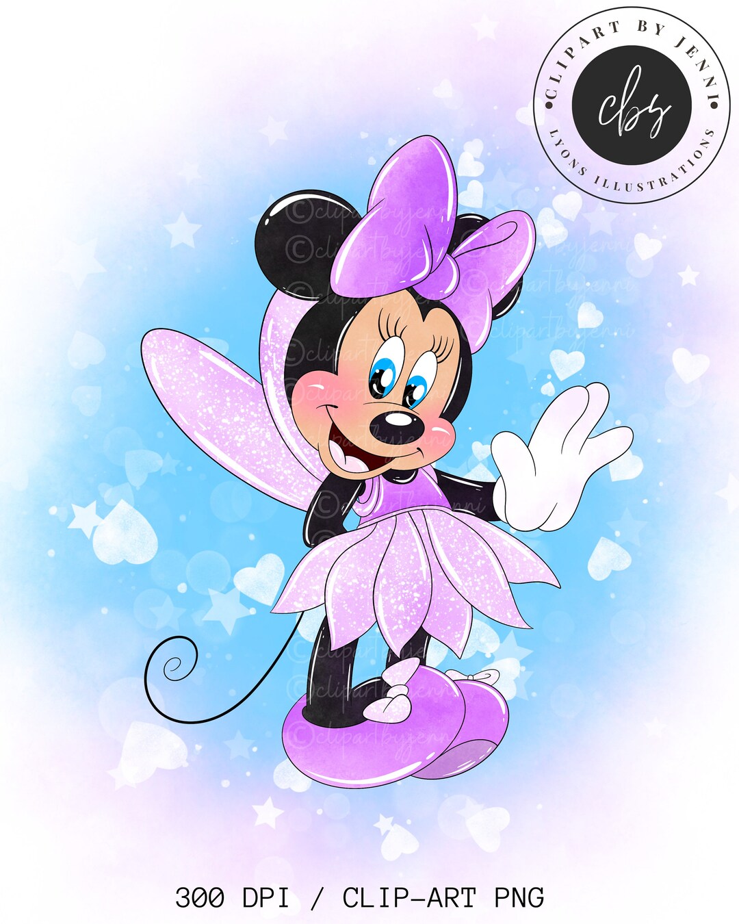 Watercolour Minnie Fairy Clipart / Fairy Minnie PNG Printable / Cute ...