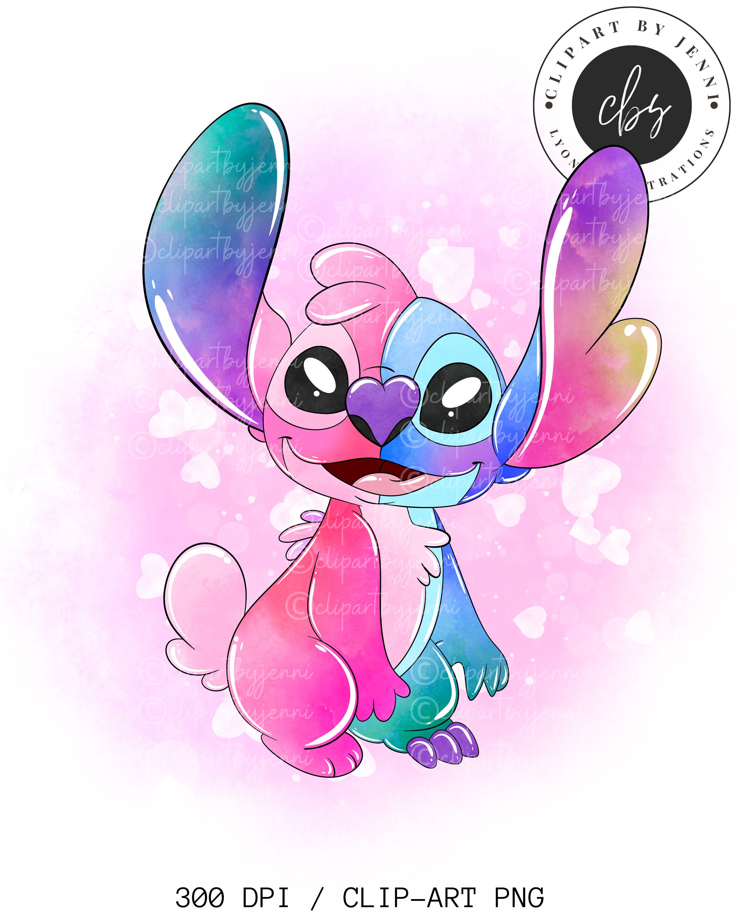 Watercolour Stitch Angel Clipart / Lilo & Stitch Clipart / Stitch ...