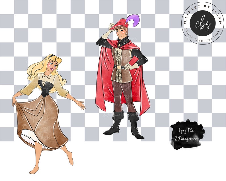 Watercolour Sleeping Beauty Clipart Bundle / Princess Aurora PNG ...
