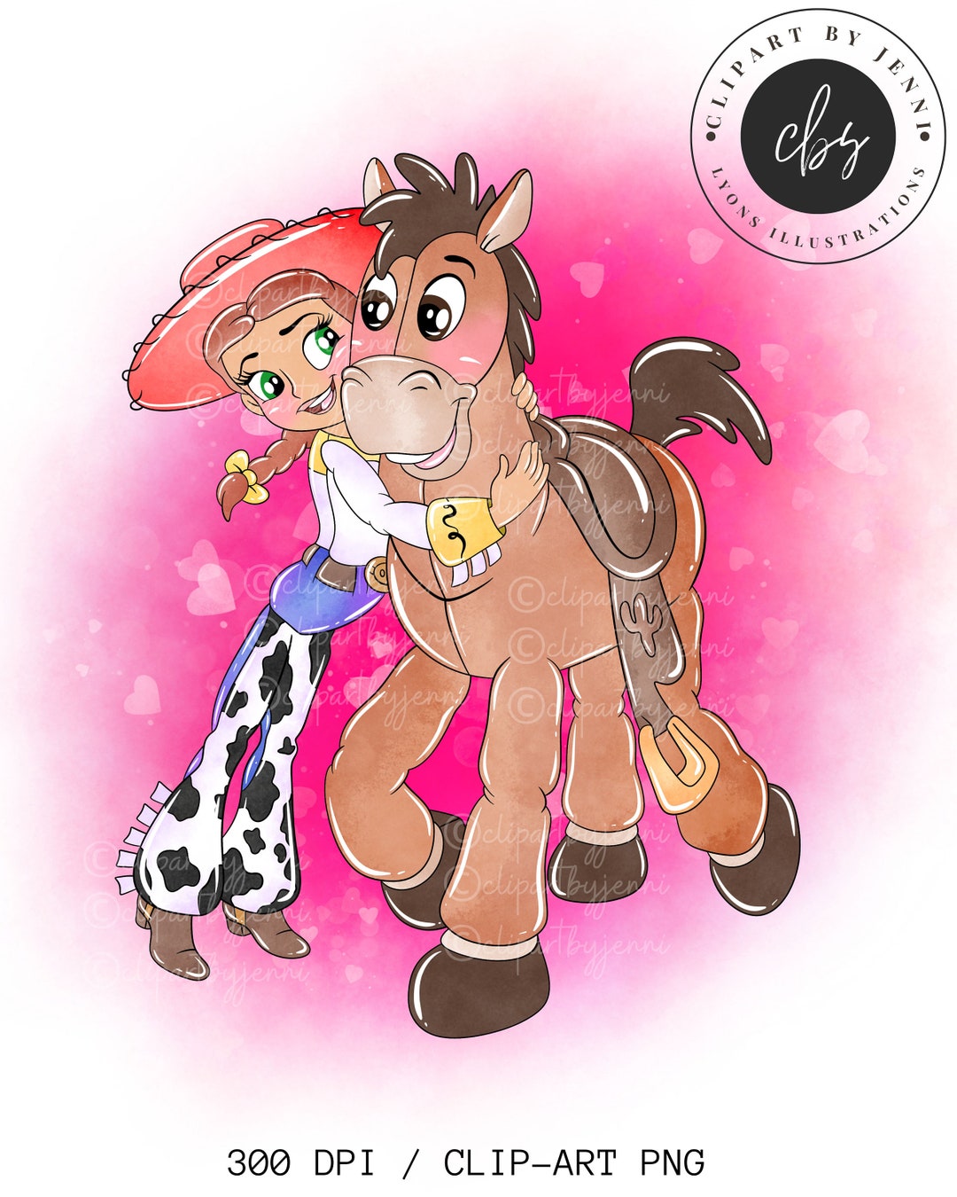 Watercolour Toy Story Jessie & Bullseye Clipart / Toy Story Jessie ...