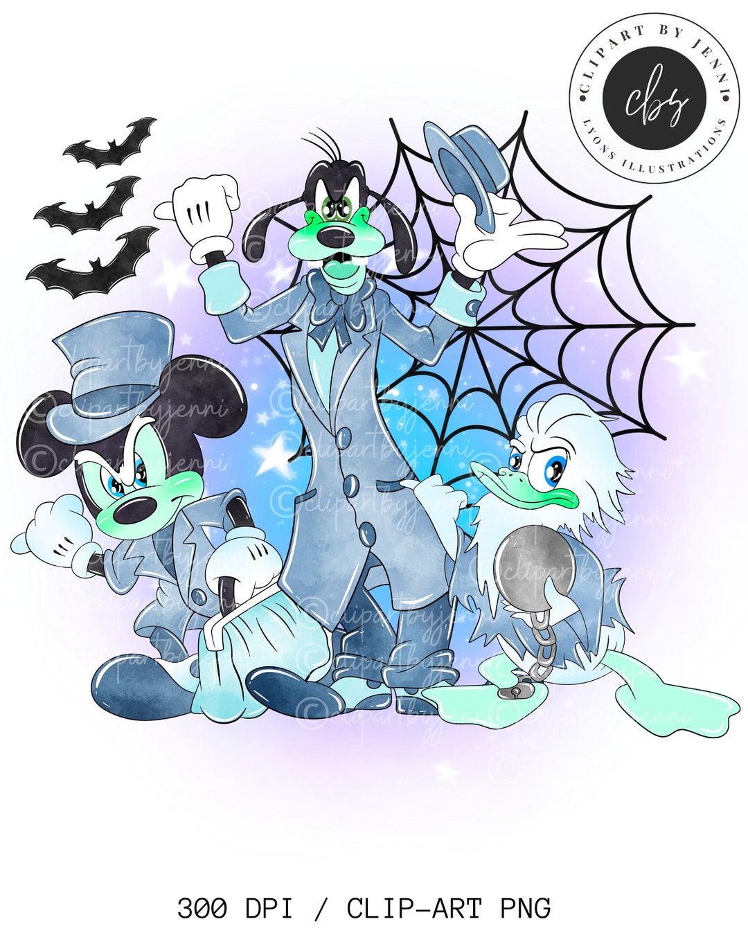 Watercolour Haunted Mansion Ghosts Clipart / Haunted Mansion 300dpi PNG ...