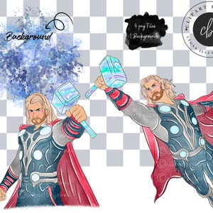 Watercolour Thor Superhero Clipart / Thor Superhero PNG Printable ...