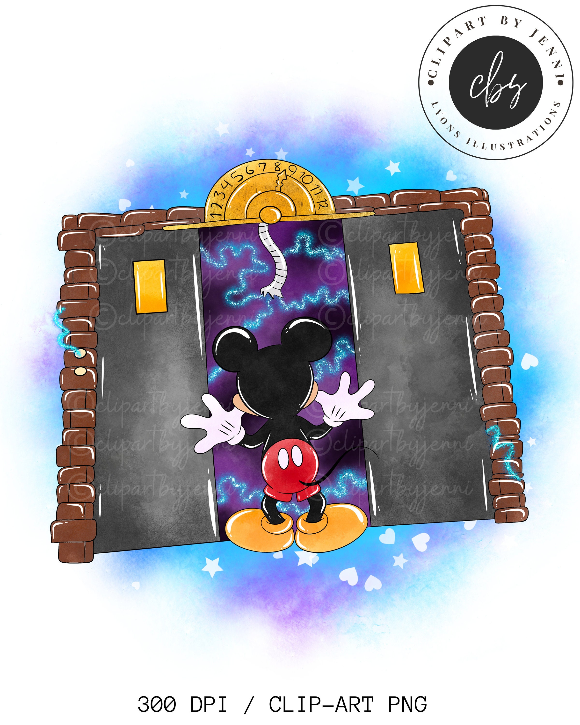 Watercolour Mickey Tower of Terror Clipart / Tower of Terror Ride ...