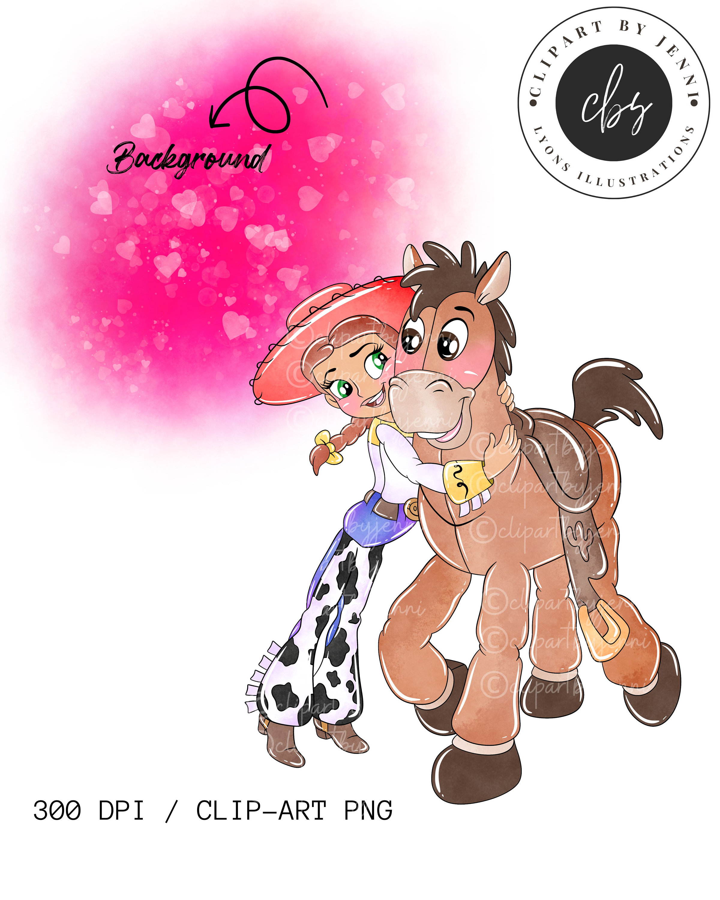 Watercolour Toy Story Jessie & Bullseye Clipart / Toy Story Jessie ...
