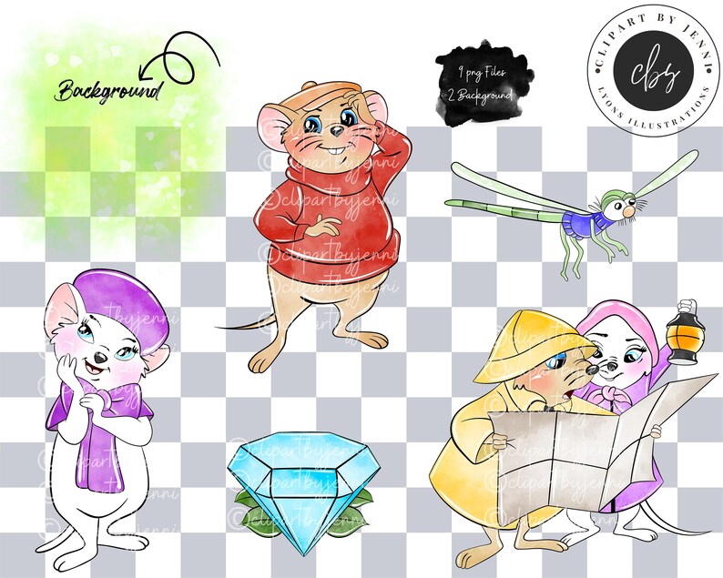 The Rescuers Watercolour Clipart Bundle / the Rescuers PNG Printable ...