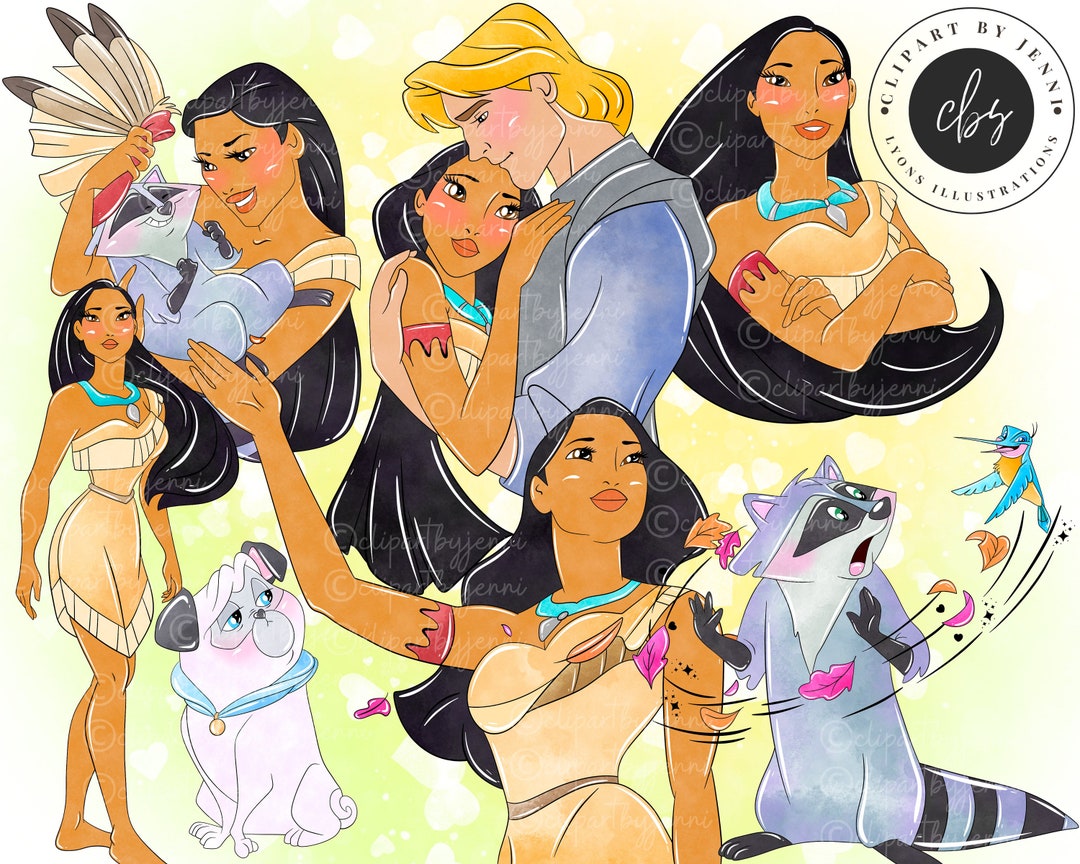 Watercolour Pocahontas Clipart / Pocahontas PNG Printable Set ...