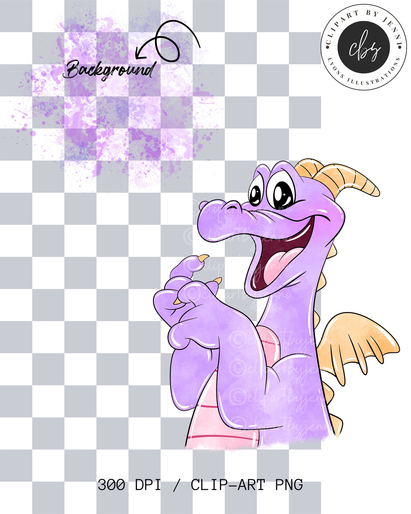 Watercolour Figment Clipart / Epcot Park Clipart / Figment PNG ...
