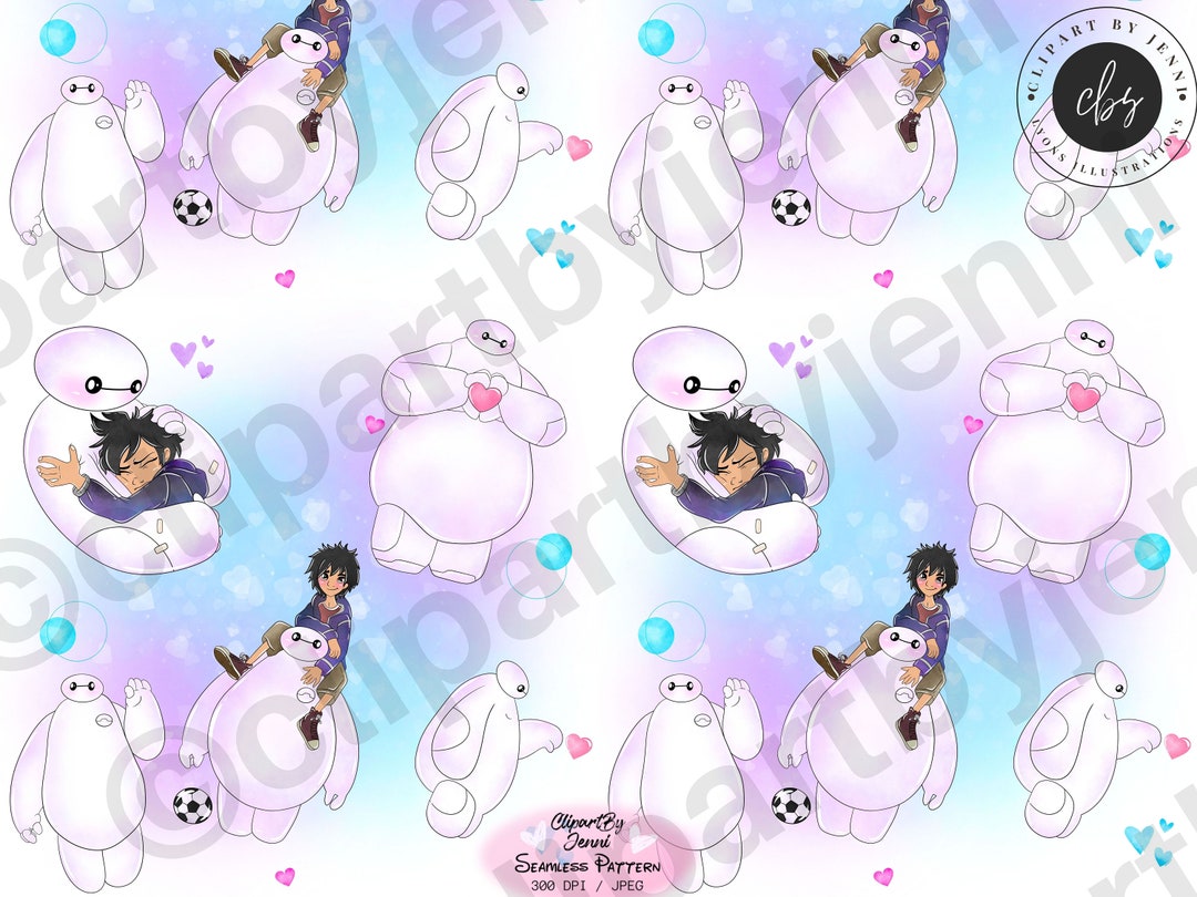 Watercolour Baymax Seamless Pattern / Baymax Seamless File 300 Dpi ...