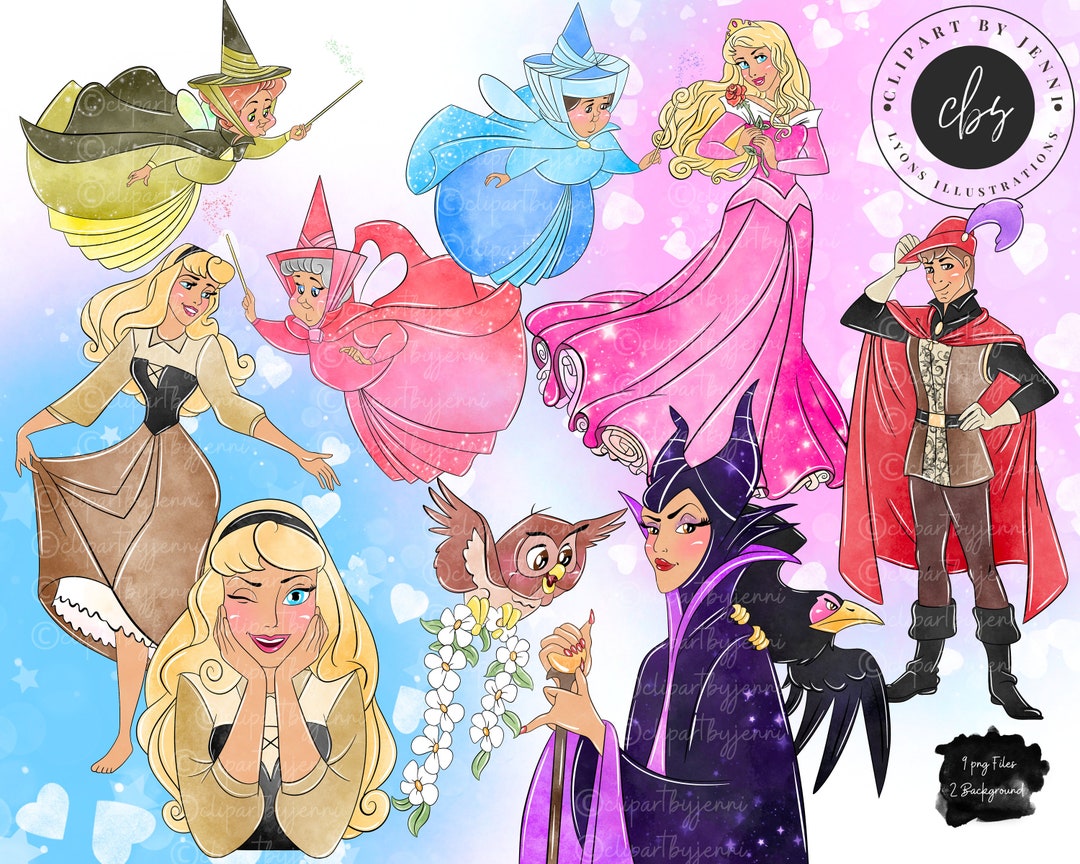 Watercolour Sleeping Beauty Clipart Bundle / Princess Aurora PNG ...