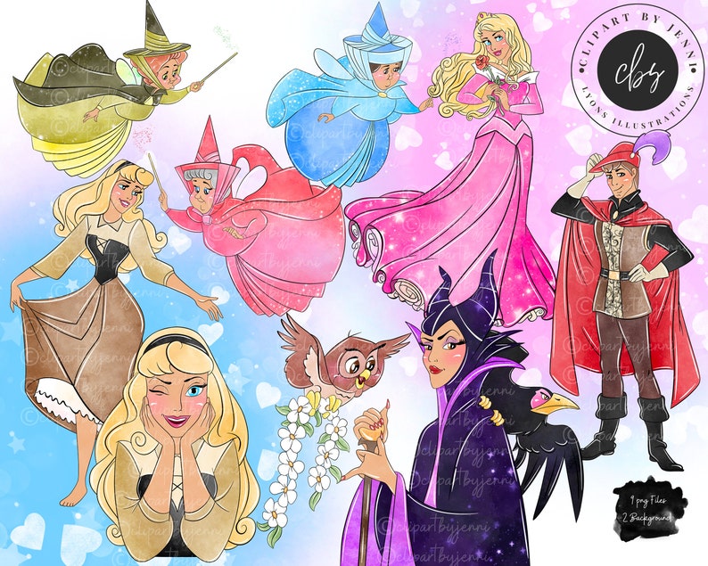 Watercolour Sleeping Beauty Clipart Bundle / Princess Aurora PNG ...