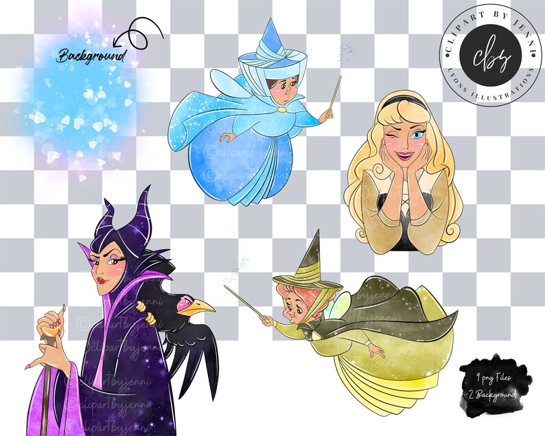 Watercolour Sleeping Beauty Clipart Bundle / Princess Aurora PNG ...