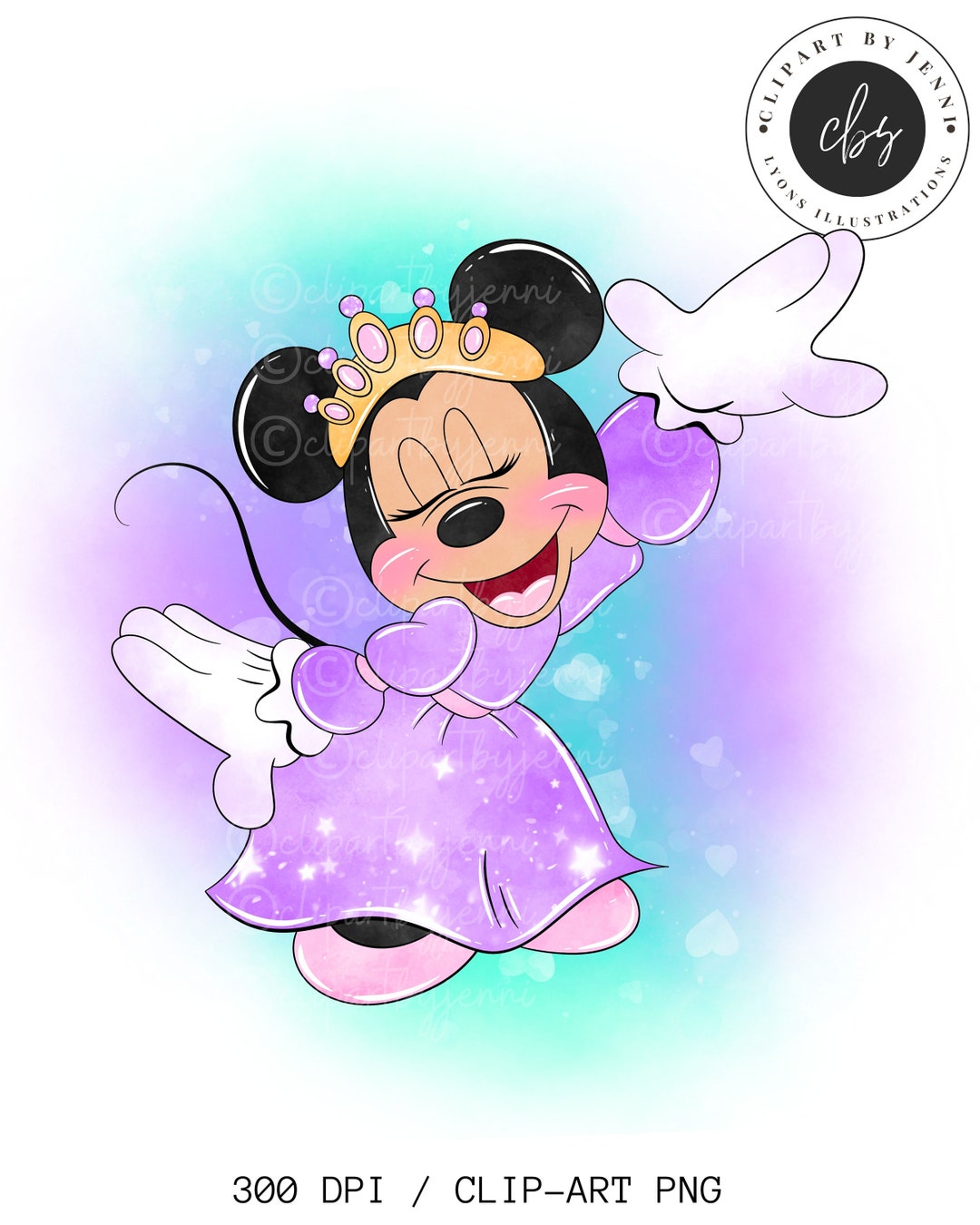 Minnie Princess Watercolour Clipart / Minnie Cinderella Clipart ...