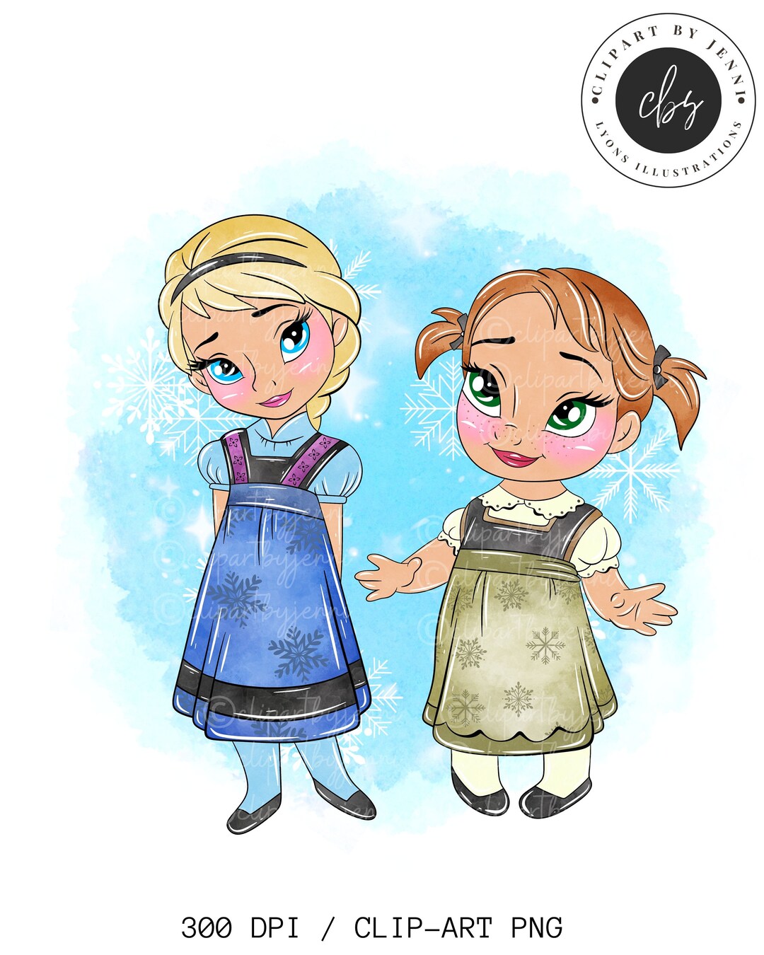 Watercolour Frozen Elsa Anna Clipart / 2 PNG Elsa Anna Frozen 300 Dpi ...
