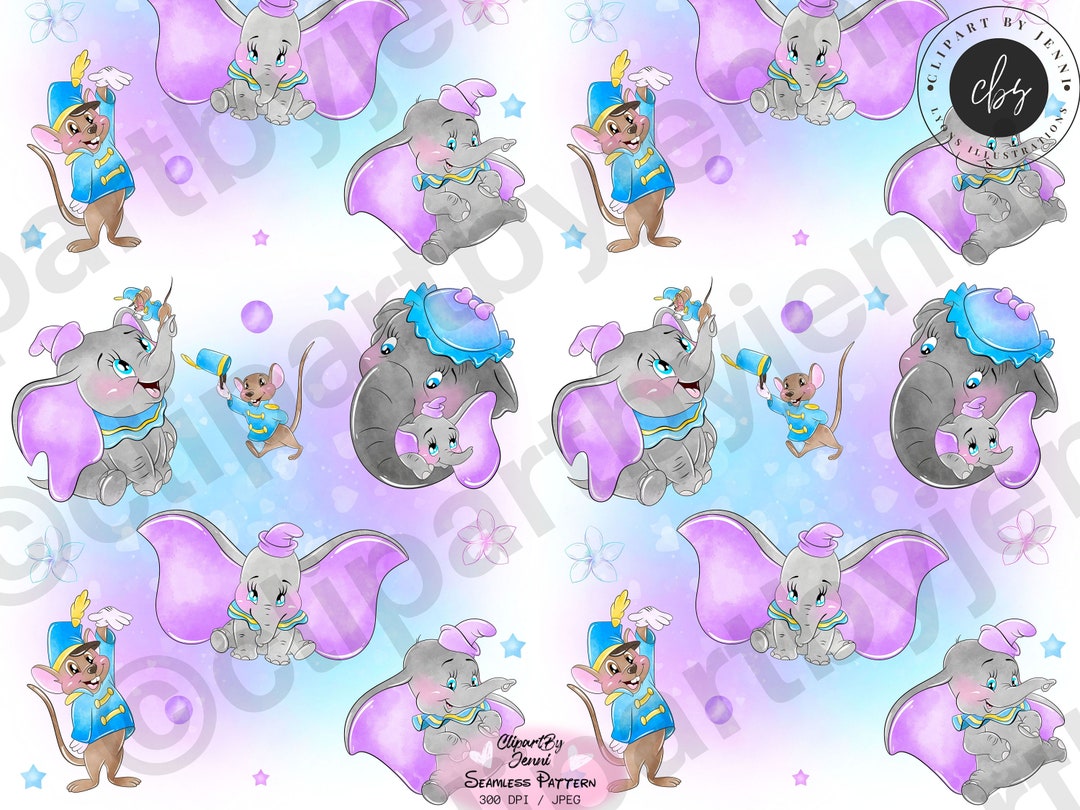 Watercolour Dumbo Seamless Pattern / Dumbo Seamless File 300 Dpi ...
