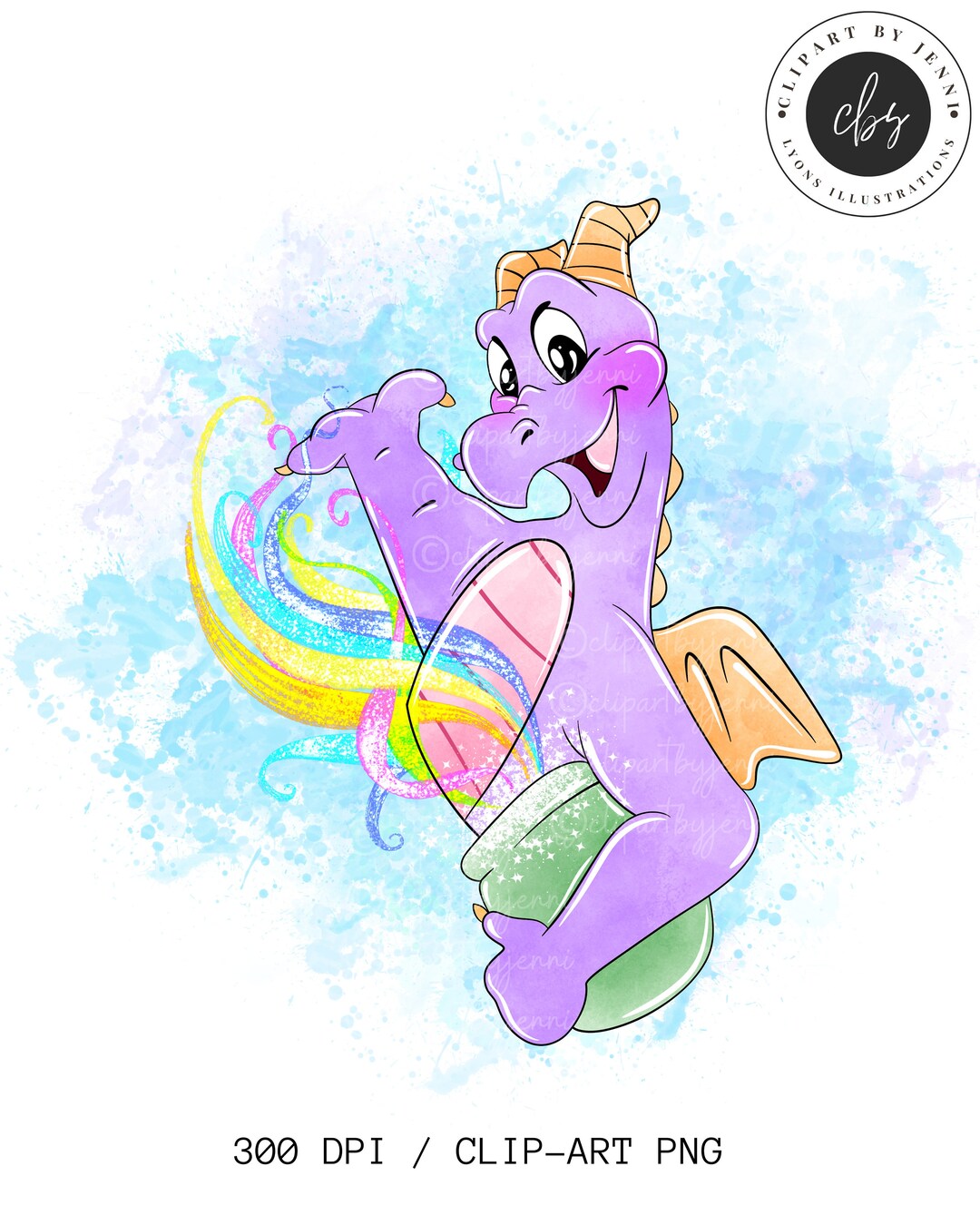 Watercolour Figment Clipart / Epcot Park Clipart / Figment PNG ...