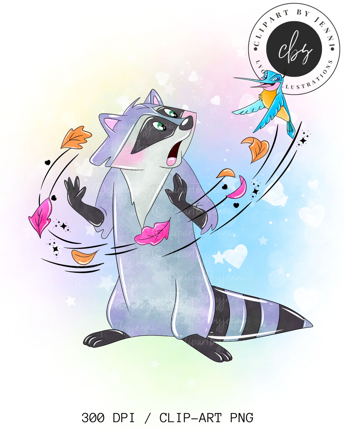 Watercolour Pocahontas Meeko Clipart / Pocahontas Racoon PNG Printable ...