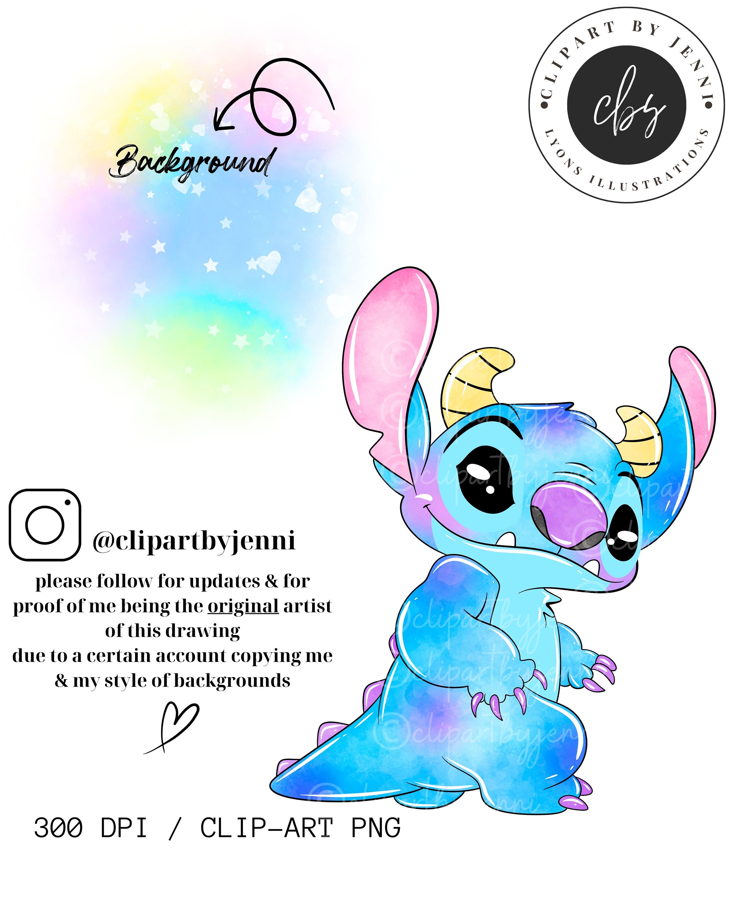 Watercolour Stitch Monsters Inc Clipart / Stitch Sully 300 Dpi Digital ...