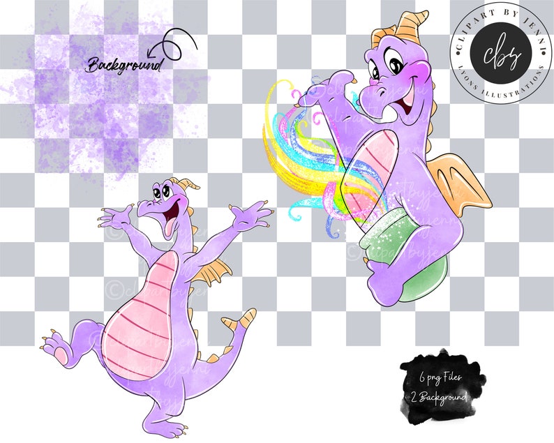 Watercolour Figment Clipart / Epcot Park Clipart / Figment PNG ...