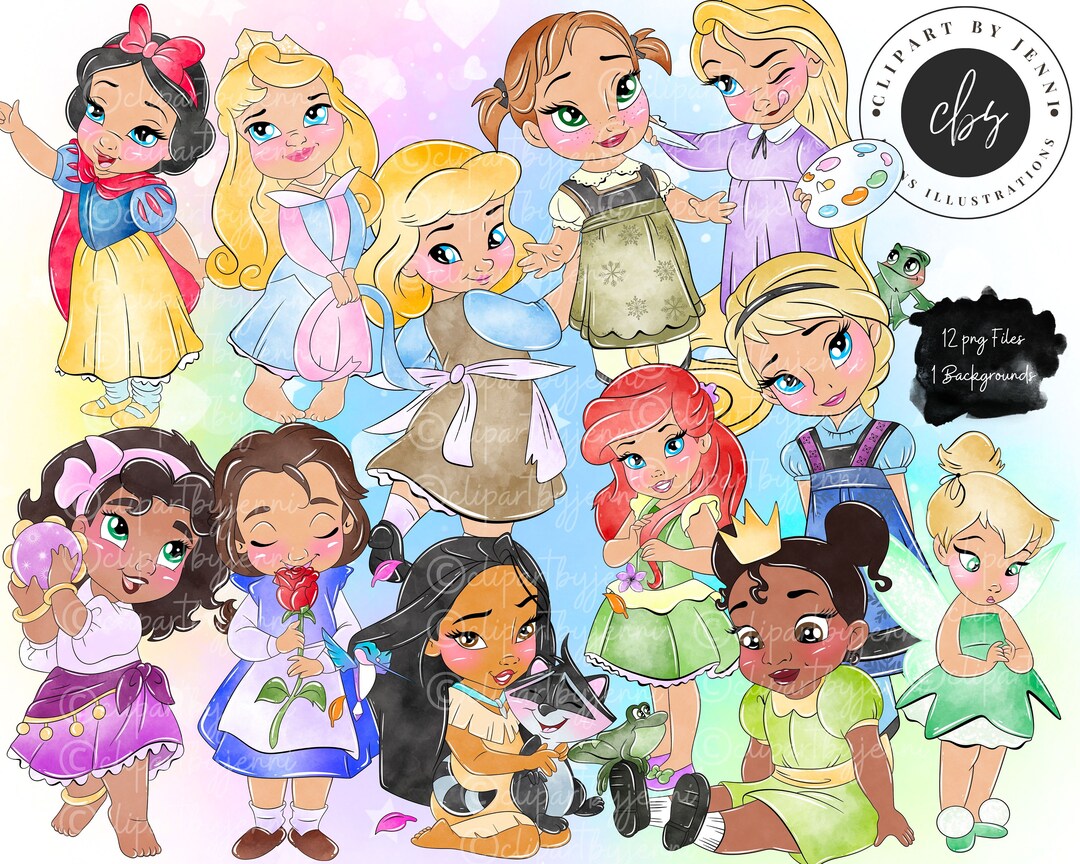 Watercolour Baby Toddler Princesses Clipart Bundle / Princesses 300 Dpi ...