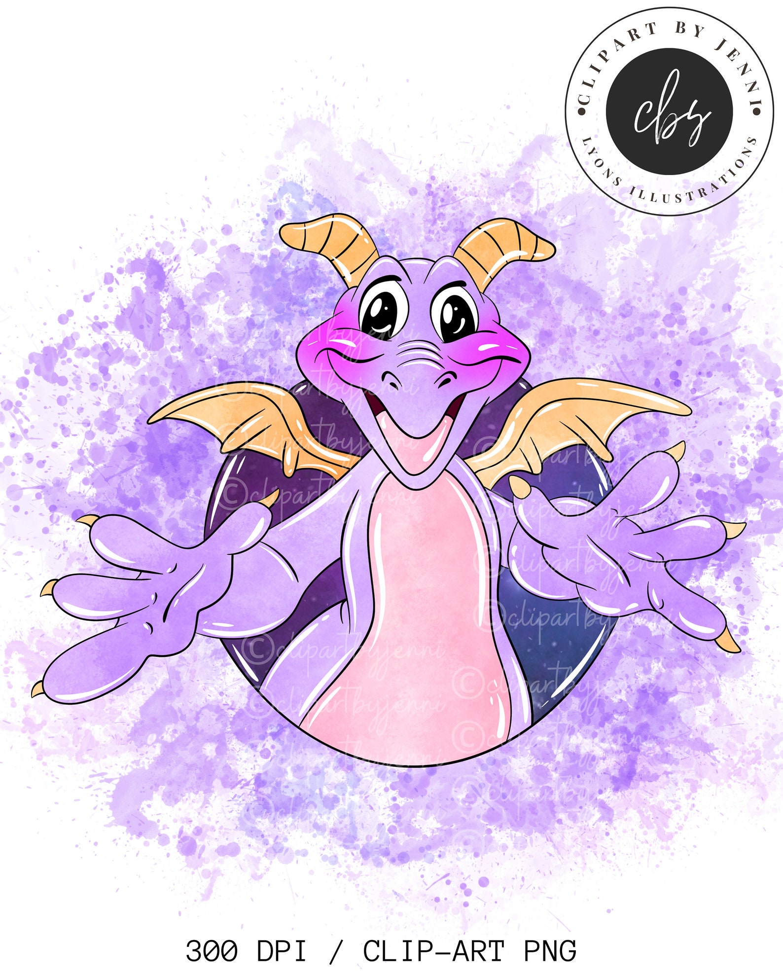 Watercolour Figment Clipart / Epcot Park Clipart / Figment PNG ...