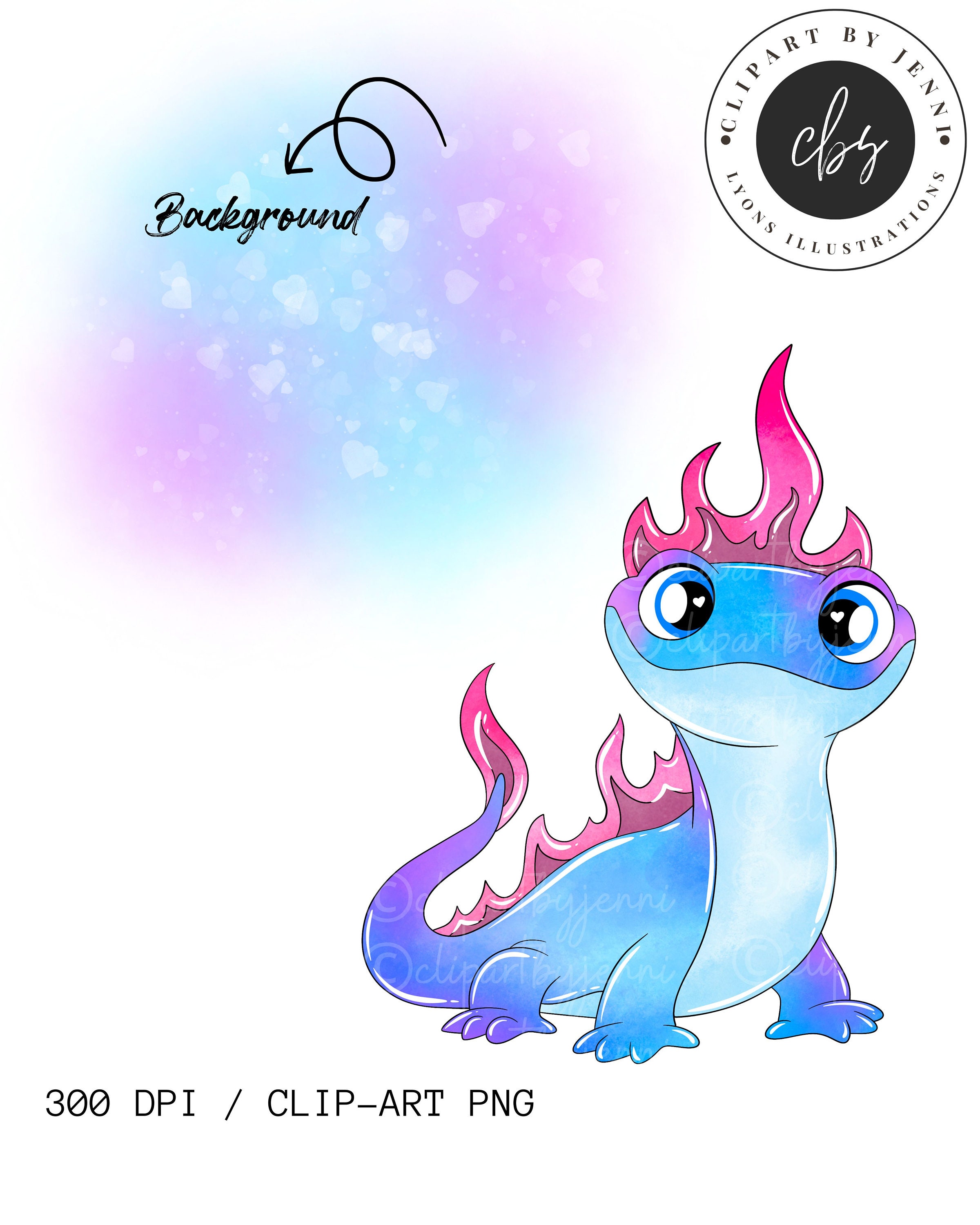Watercolour Frozen Bruni Clipart / Bruni the Lizard Frozen Movie PNG ...
