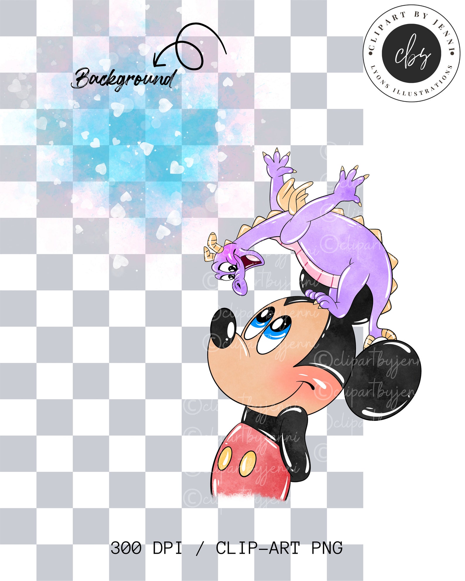 Watercolour Figment & Mickey Clipart / Mickey Figment Epcot Park ...