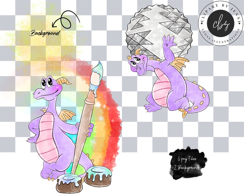Watercolour Figment Clipart / Epcot Park Clipart / Figment PNG ...