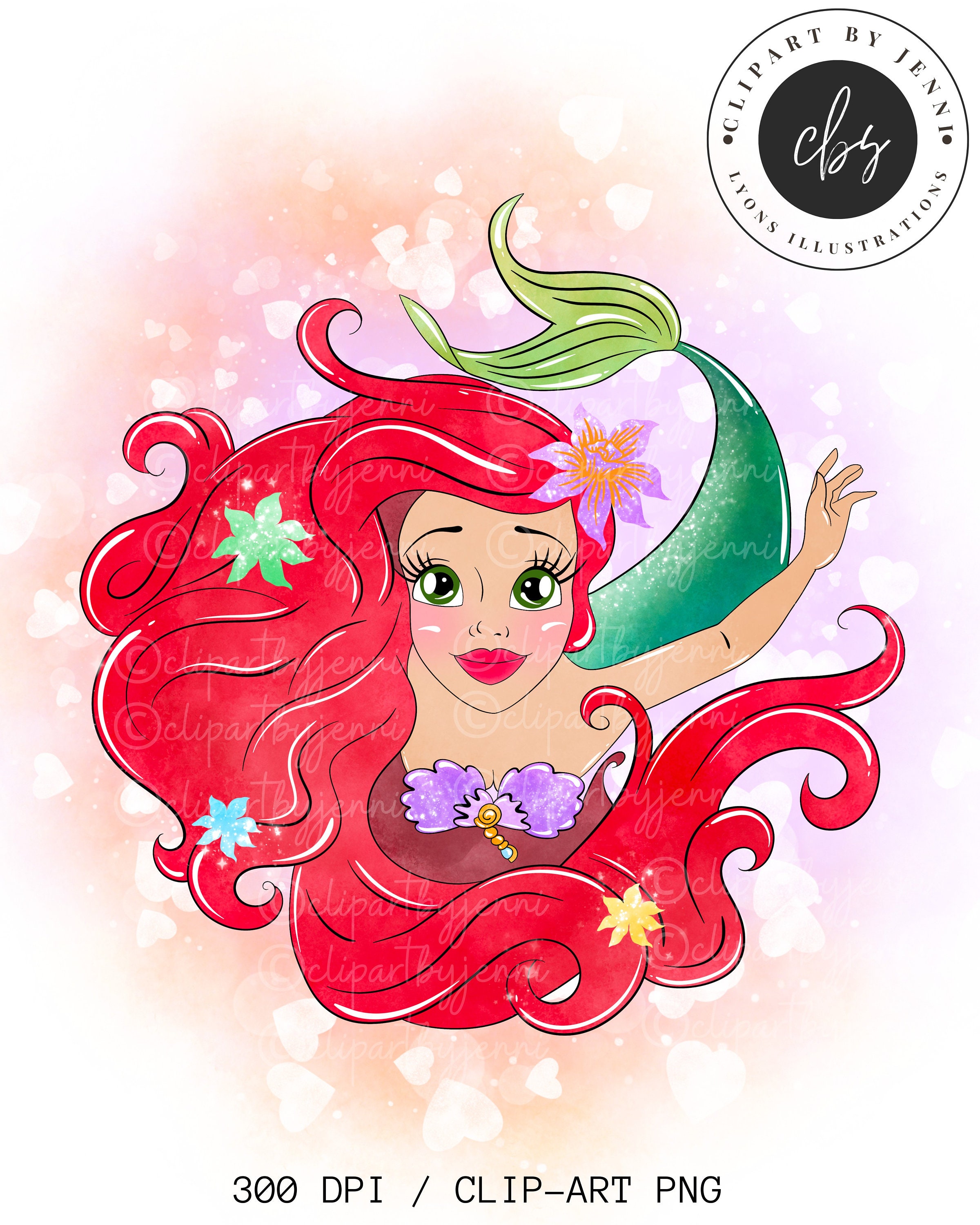 The Little Mermaid Clipart / Ariel Little Mermaid Digital Download PNG ...