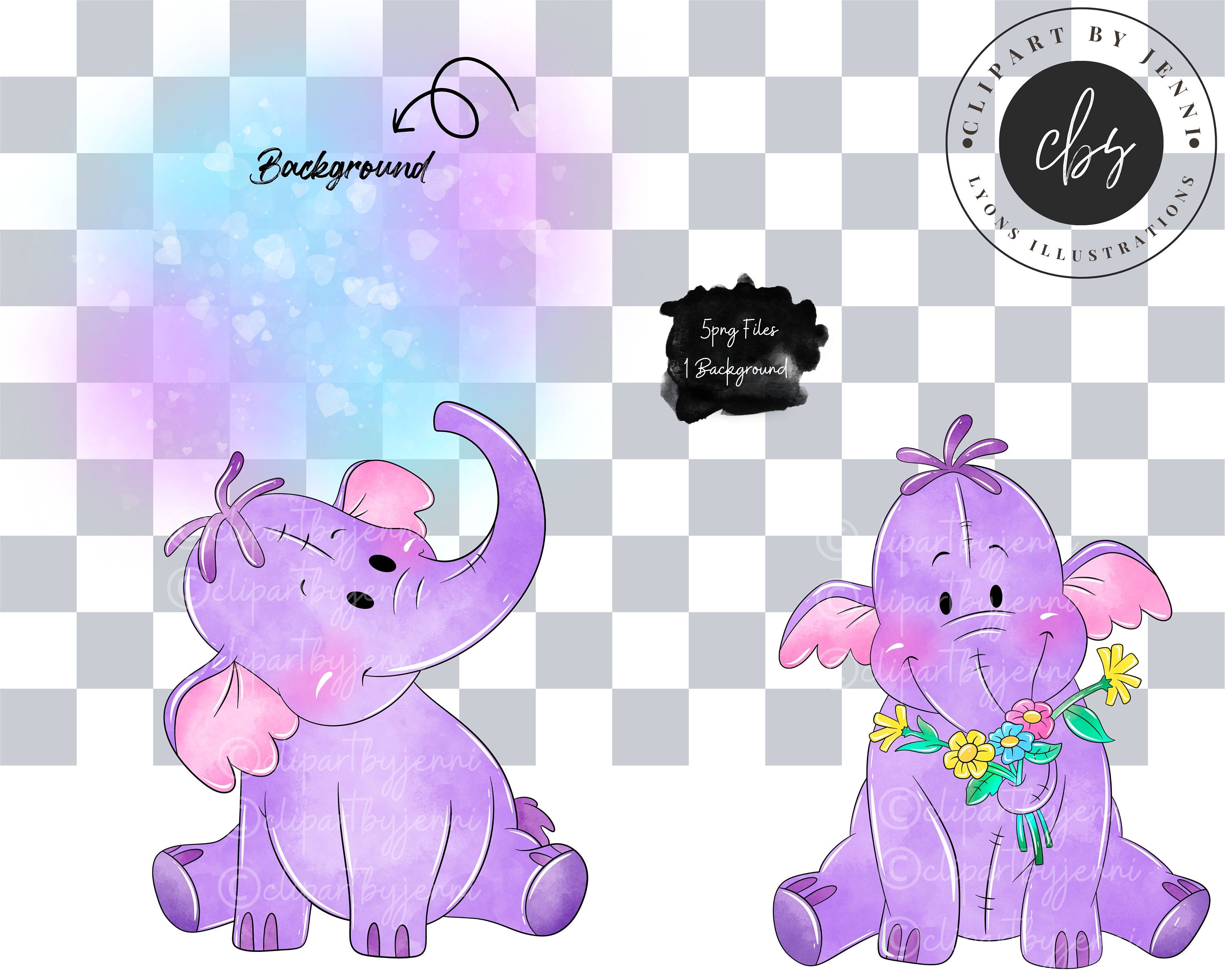 Watercolour Heffalump Clipart Set / Poohs Heffalump PNG 300 Dpi ...