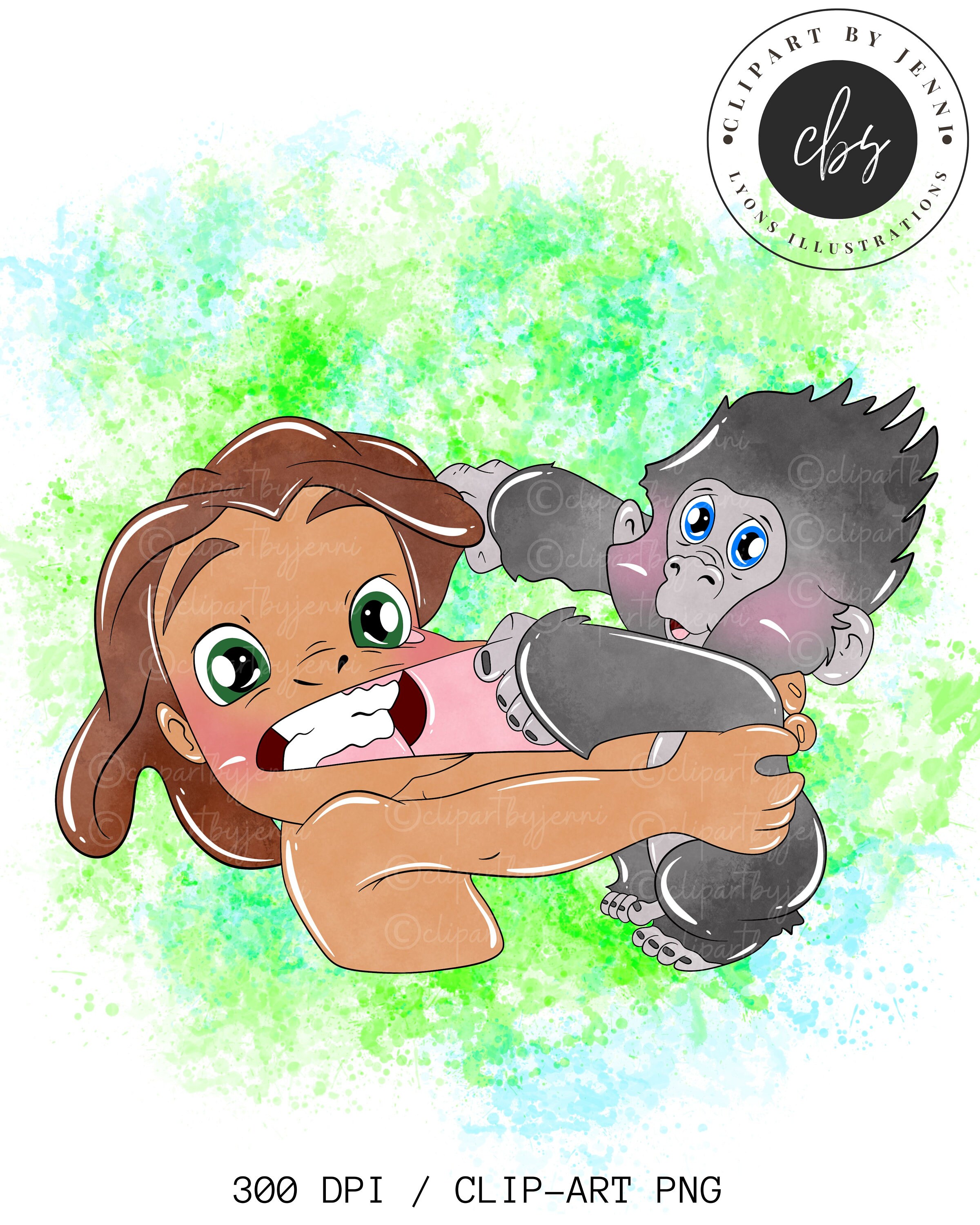 Watercolour Tarzan Terk Clipart / Tarzan Terk PNG Printable / Tarzan ...