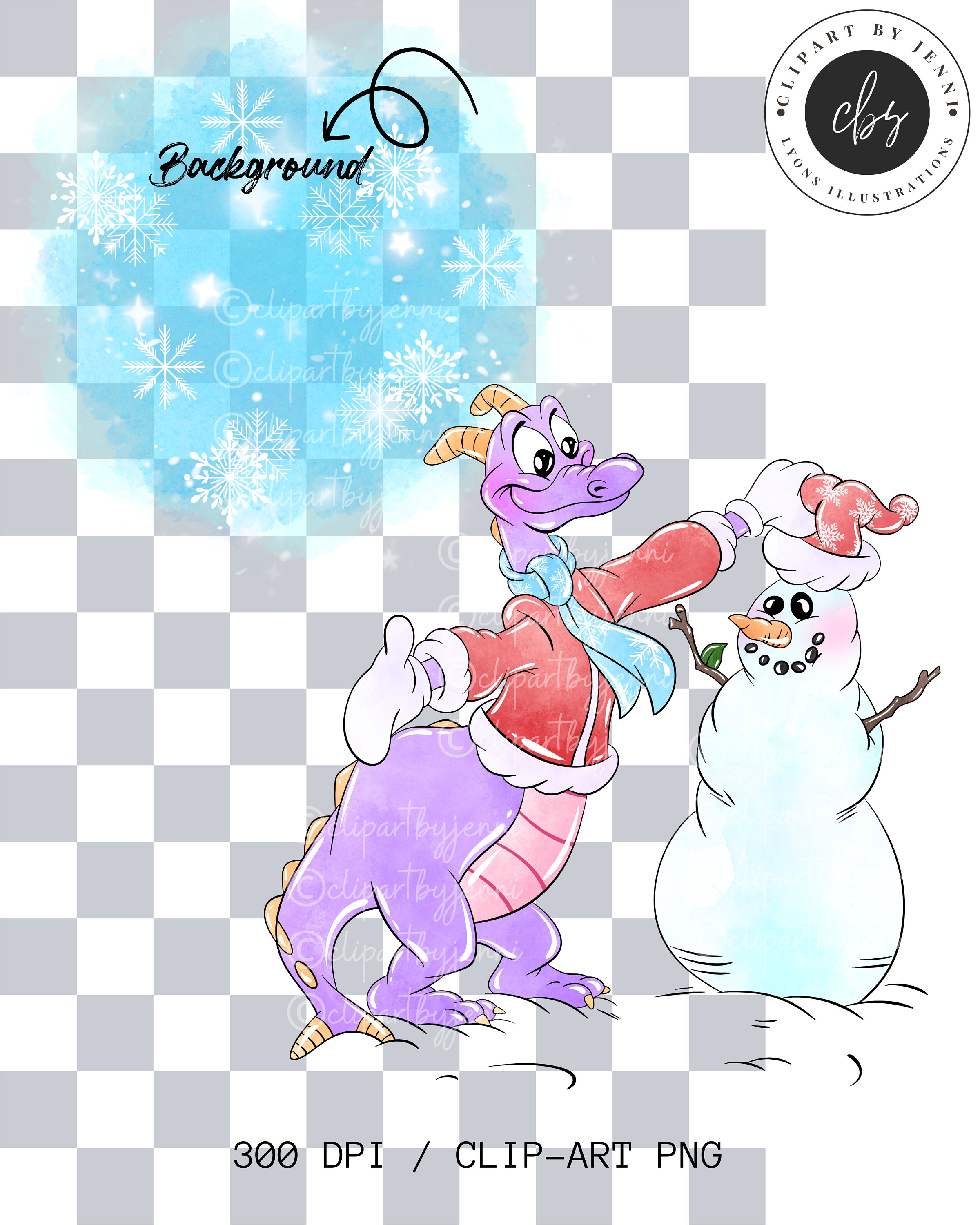 Watercolour Christmas Epcot Figment Clipart / Christmas Figment ...