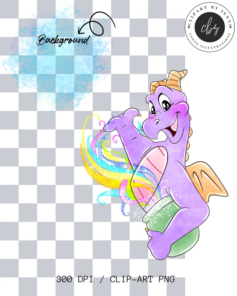 Watercolour Figment Clipart / Epcot Park Clipart / Figment PNG ...