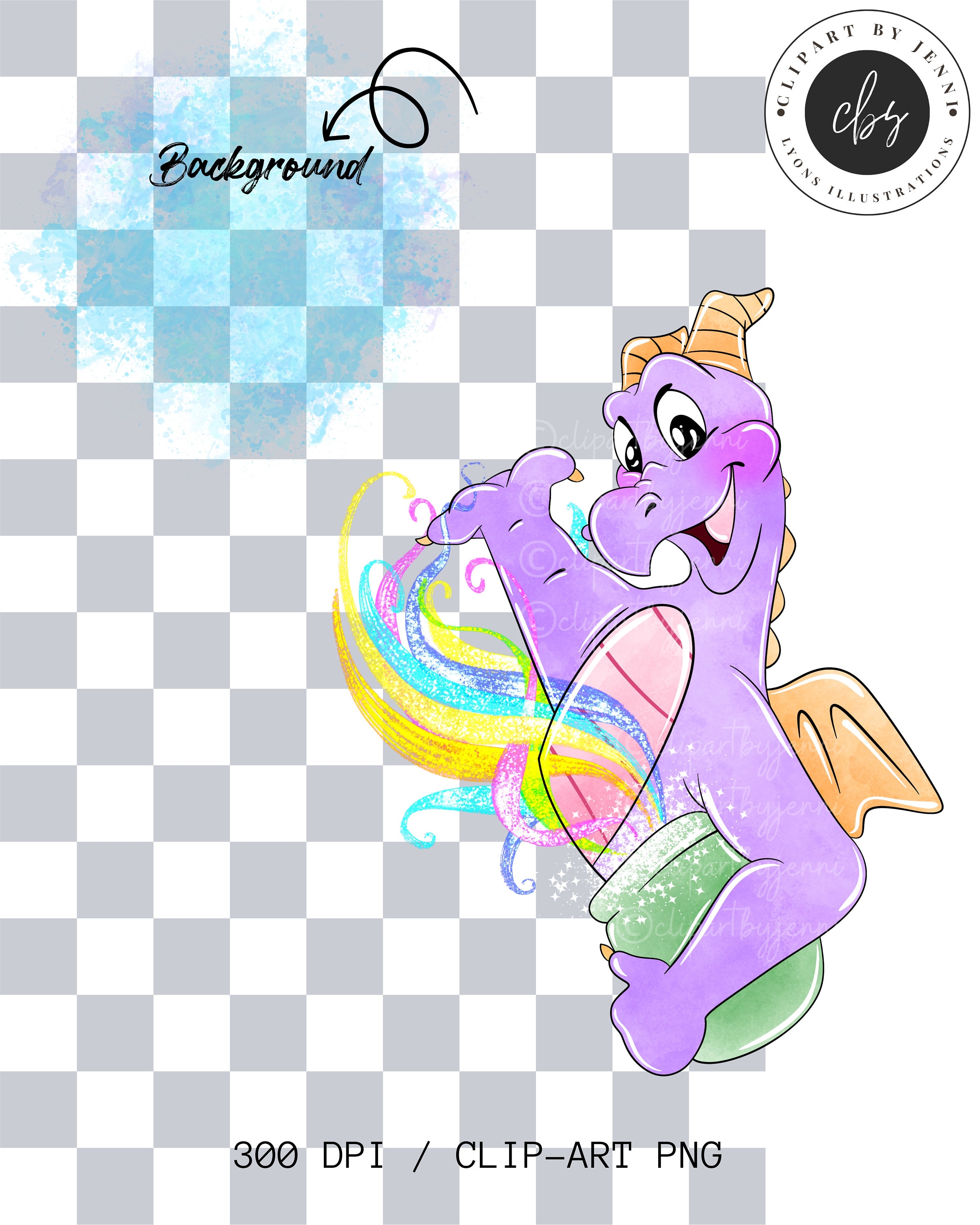Watercolour Figment Clipart / Epcot Park Clipart / Figment PNG ...