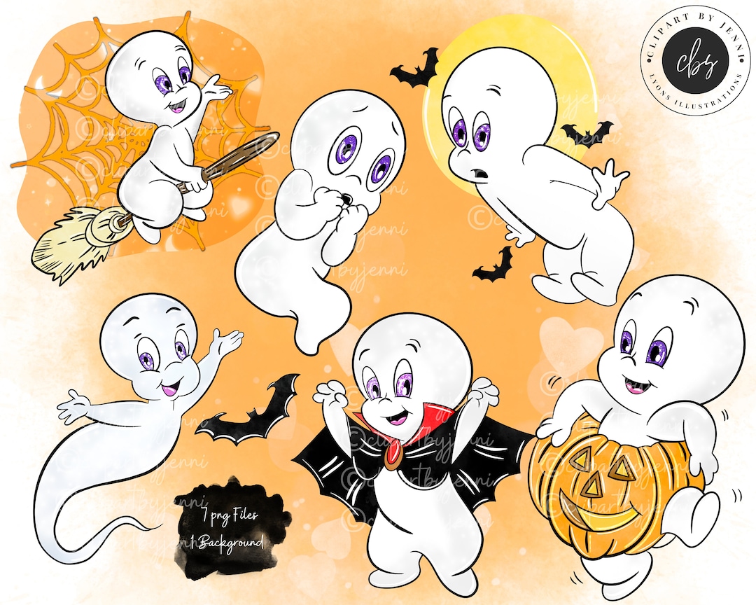 Casper Watercolour Clipart Bundle / Casper the Friendly Ghost Clipart ...