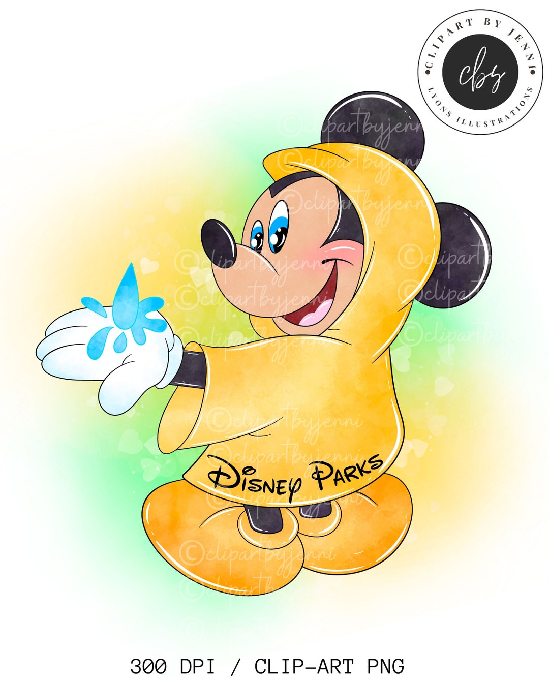 Watercolour Mickey Park Poncho Clipart / Mickey Digital Download 300 ...