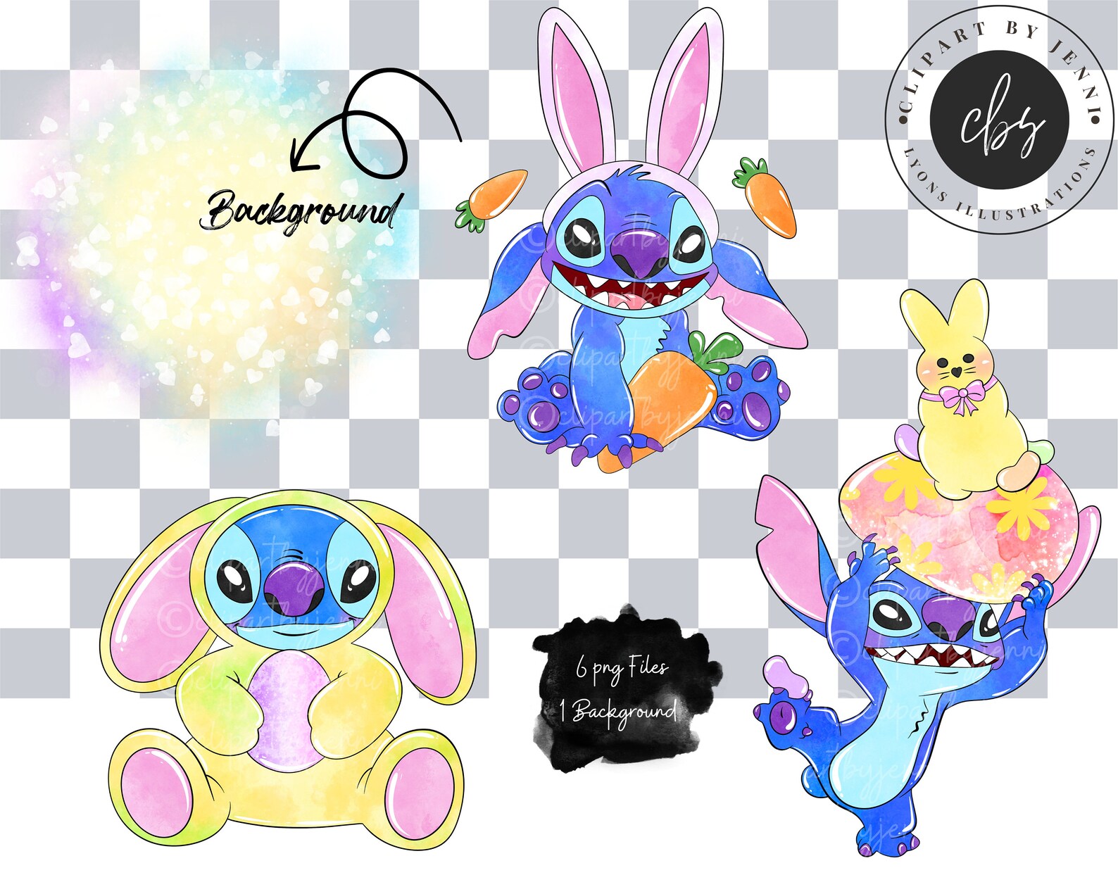 Watercolour Stitch Easter Clipart Bundle / Easter Stitch PNG Printable ...