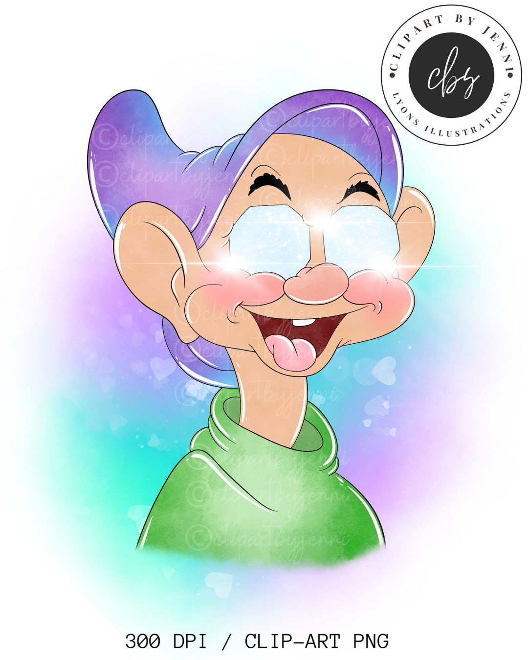 Watercolour Snow White Dopey Clipart / Dopey Diamond Eyes PNG Printable ...