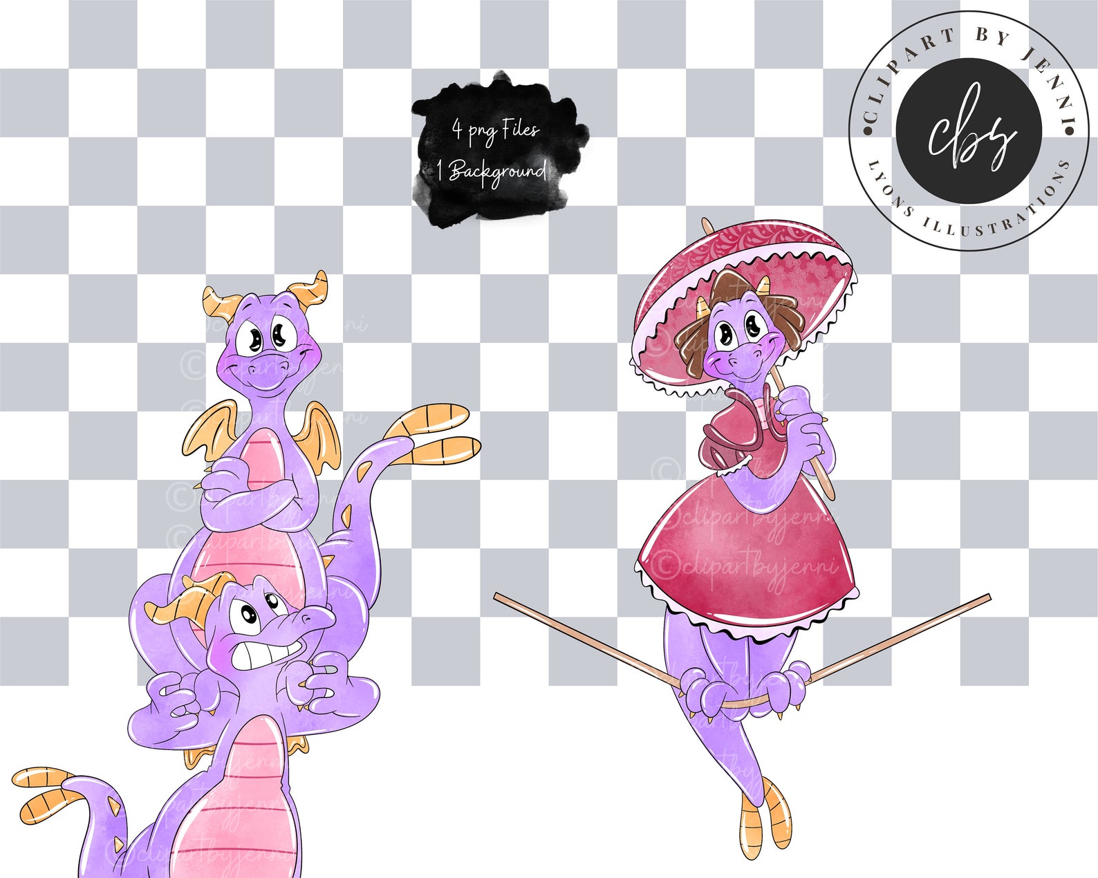 Watercolour Figment Haunted Mansion Inspired Clipart / Epcot Figment ...