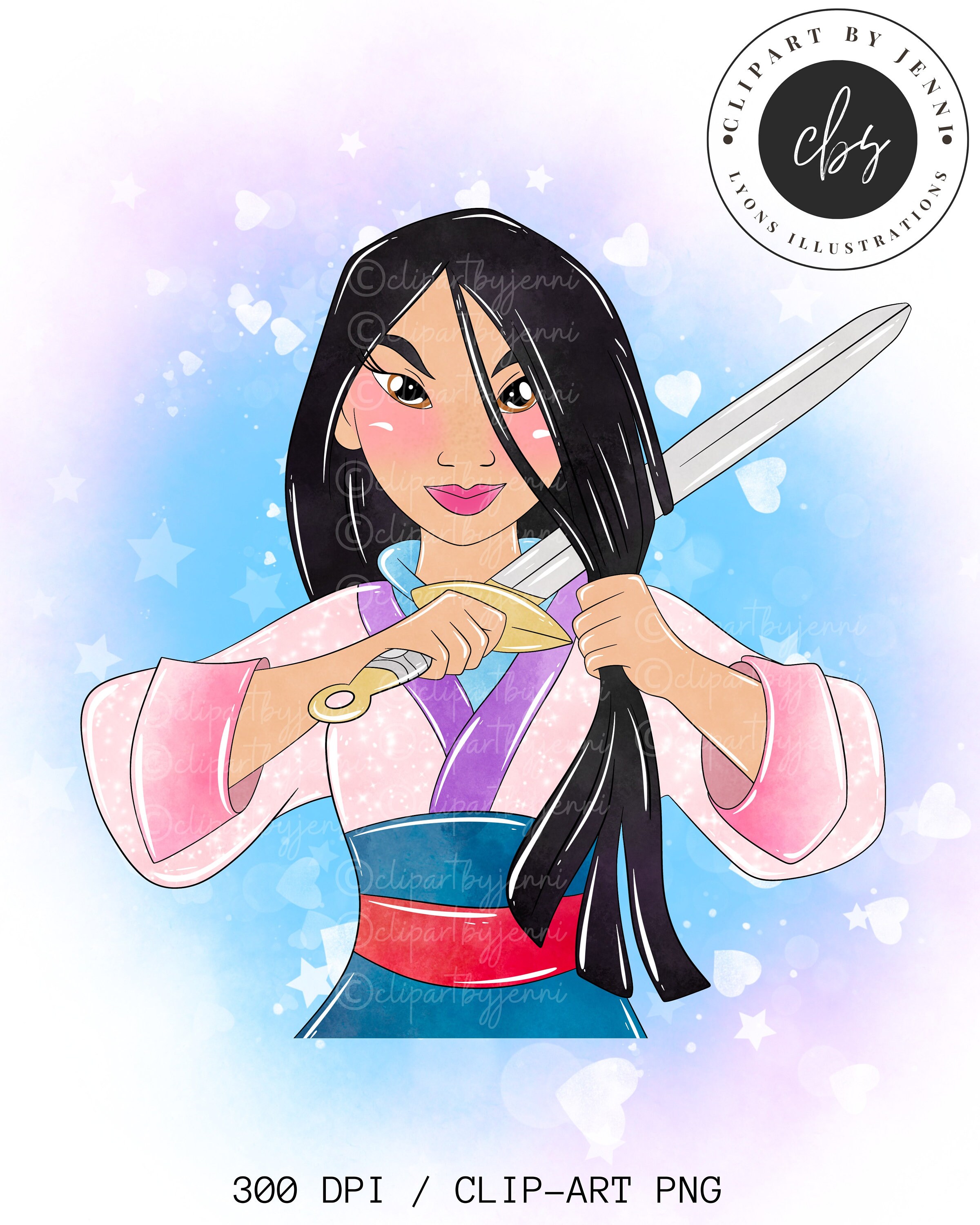 Watercolour Mulan Clipart Bundle / Mulan PNG Printable / Mulan ...