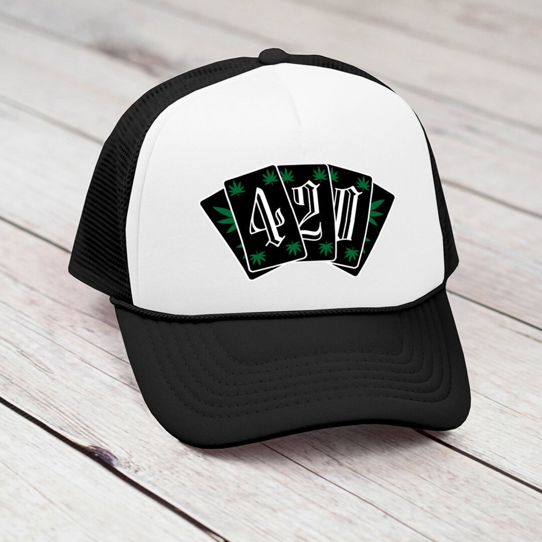 420 Weed Poker Cards Trucker Cap, Marijuana Tee, Mary Jane Hat ...