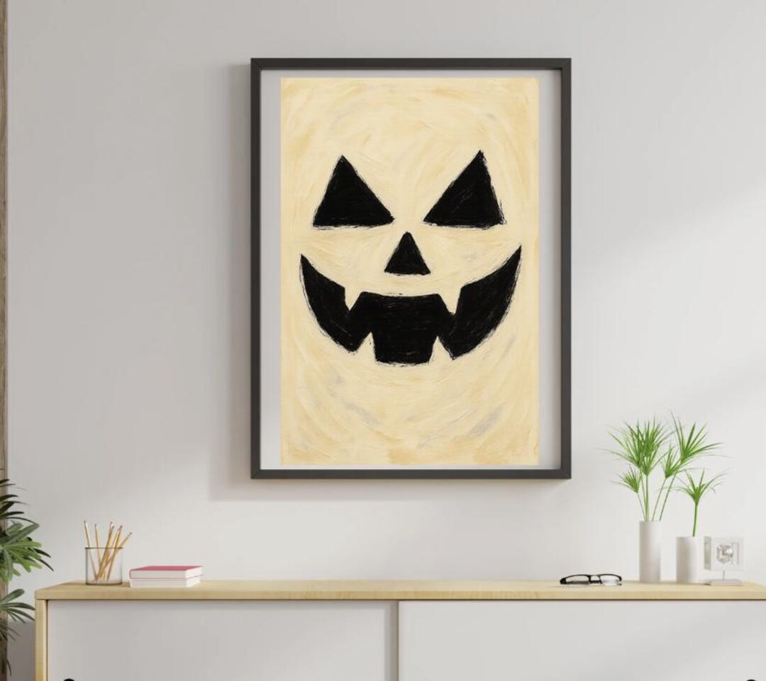 Black and White Jack O Lantern Face - Halloween Print - Digital ...